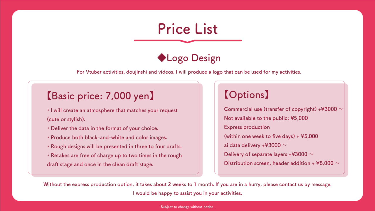 Price List – kurojo-illustration.com